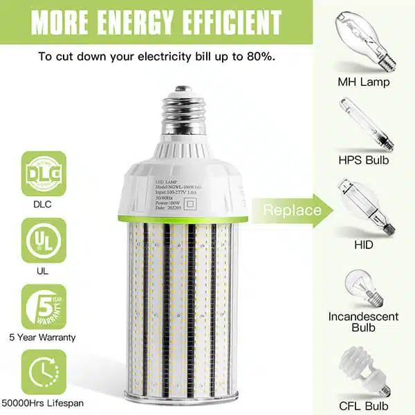 LED Corn Light 100W E39 Mogul Base Bulb 120-277V 480V
